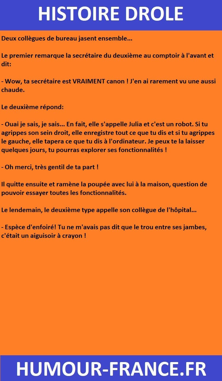 Deux collègues de bureau jasent ensemble... - Humour-France.fr