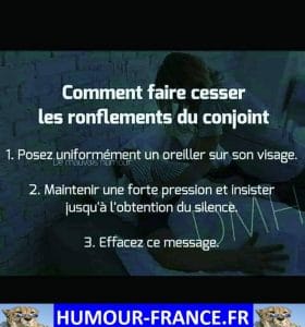 Comment faire cesser les ronflements du conjoint - Humour-France.fr