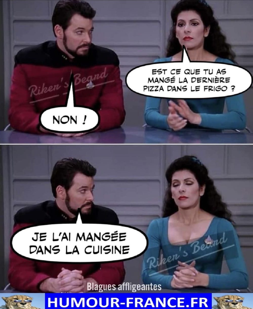 Est-ce que tu as mangé la dernière pizza dans le frigo ? - Humour-France.fr