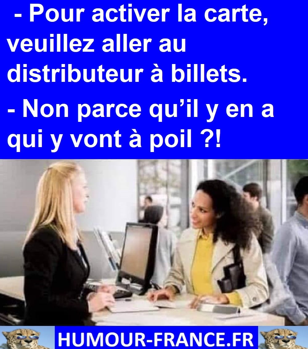 Pour activer la carte, veuillez aller au distributeur à billets ...